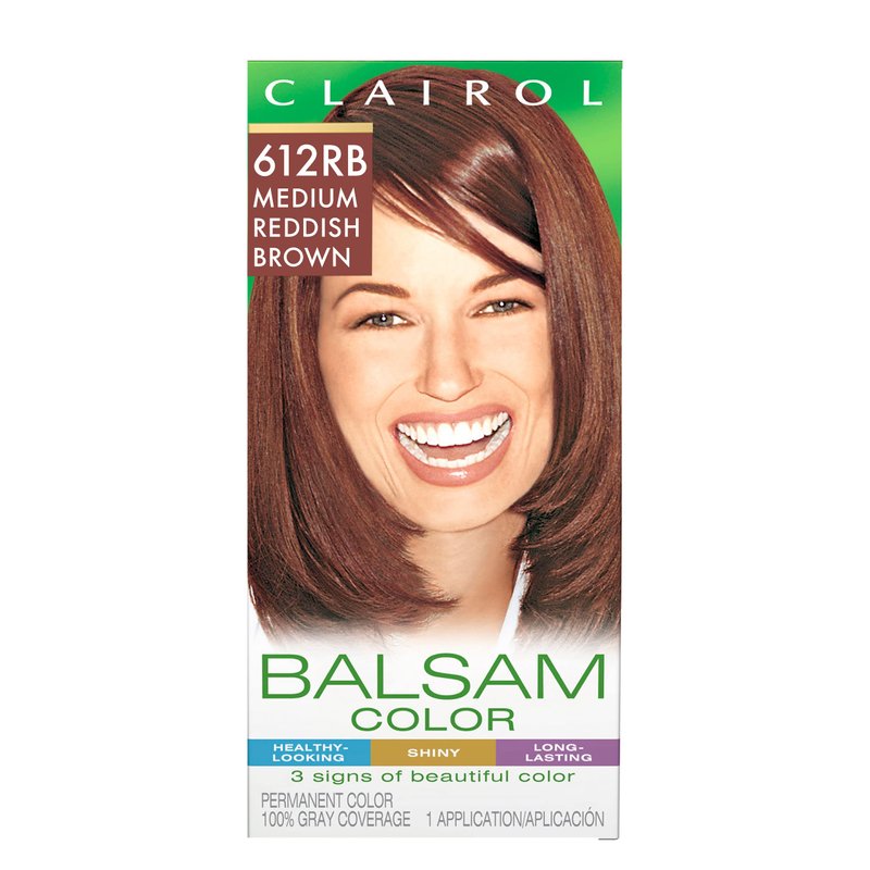Clairol Balsam Permanent Hair Dye, 612RB Medium Reddish Brown Hair ...