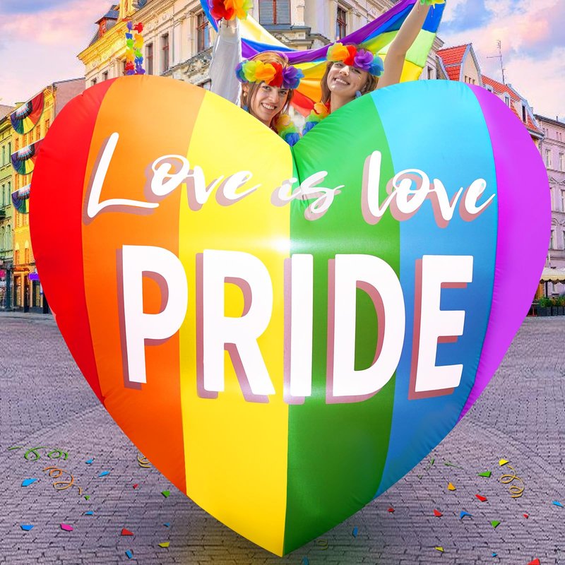 inslife 5FT Pride Month Rainbow Inflatable Heart, LGBTQIA Blow up Yard ...