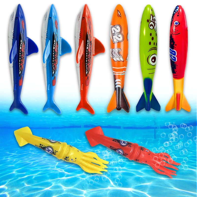 Diving Torpedo Pool Toys: Underwater Sinking Sharks, Squids, and ...