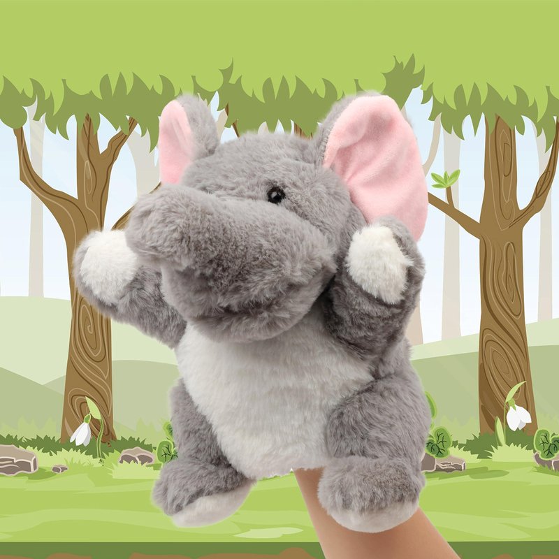 Cuteoy Plush Elephant Hand Puppet Stuffed Animal Toy Open Movable Mouth ...