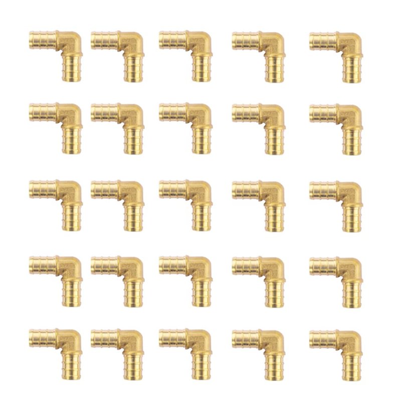 TenkeAuto 25 Pack 1/2" 90 Degree Elbow PEX Fittings Brass Crimp for PEX ...