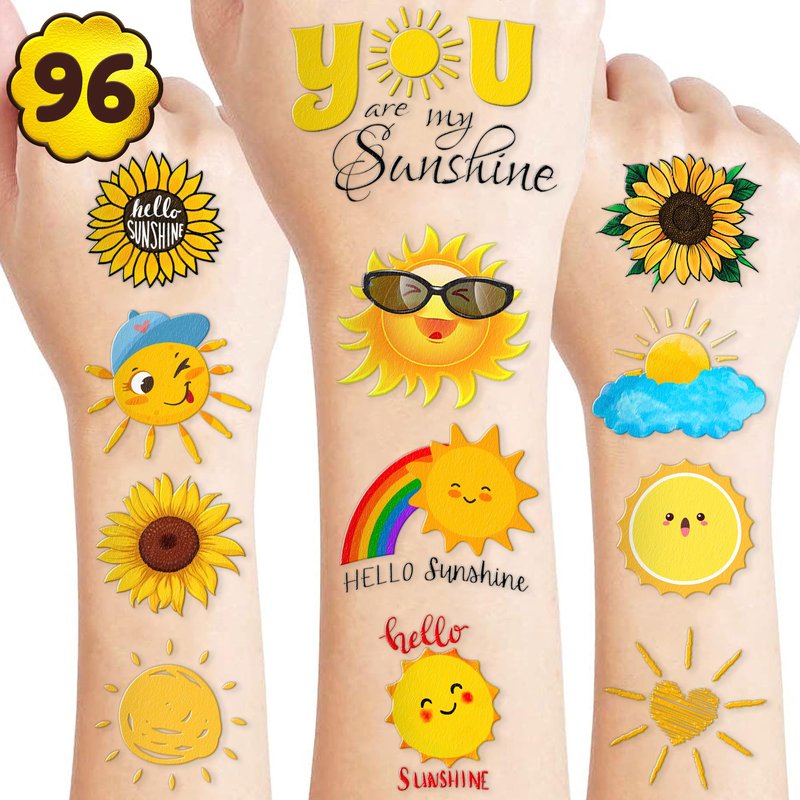 Sunshine Tattoos Temporary Sun Tattoos for Kids Sticker Birthday Party ...