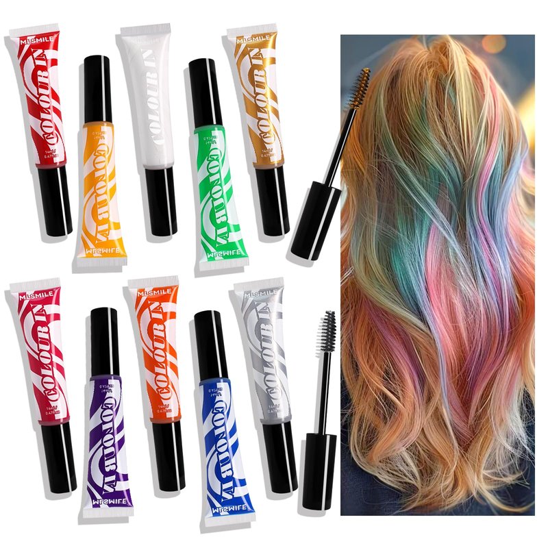 MLSMILE Hair Dye for Kids, Temporary Hair Chalk for Girls, 10pcs ...