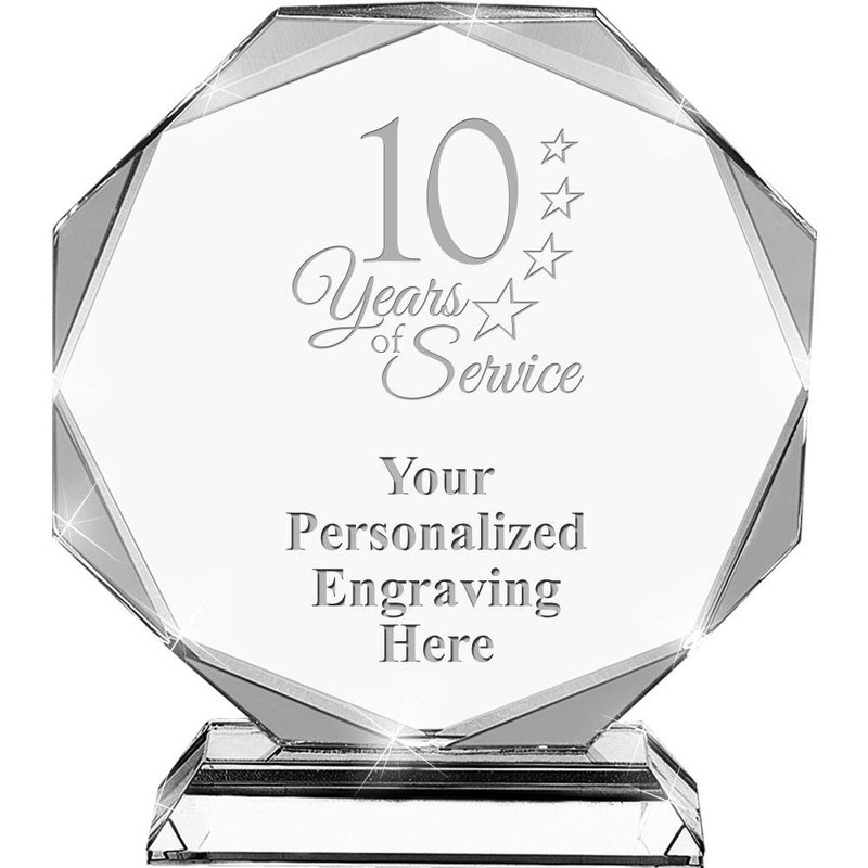 10 Years of Service Crystal Awards, 6.75" Custom Years of Service Award ...