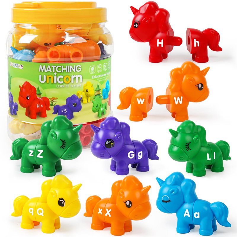 ABC Letters Matching Unicorn Toy Double-Sided Uppercase & Lowercase ...