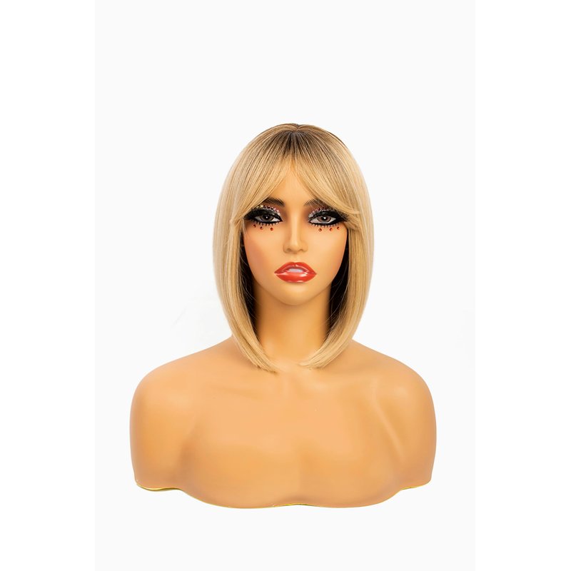 SECHNALL 12 Inch Wig with Bangs, Short Bob Wigs for Women Natural Look ...