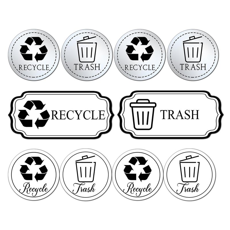 Pack 6 Pcs Recycle and Trash Sticker for Trash Cans Recycling Bin ...