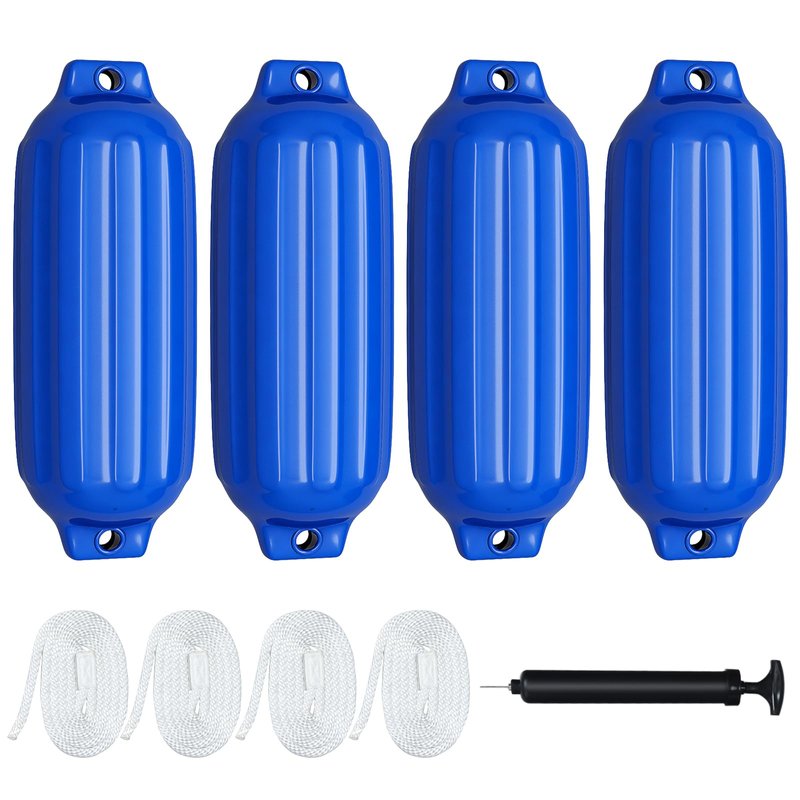 Goplus 4 Pack Marine Boat Fenders, Ribbed Twin Eyes Boat Fender with 4 ...