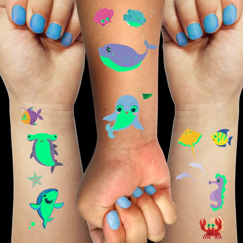 Luminous Temporary Tattoos Stickers for Kids 150 Pieces Mixed Style ...