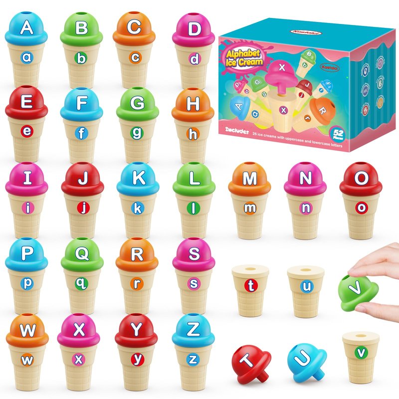 Kasfalci Alphabet Learning Toys,Ice Cream Toys Play Set,ABC Learning ...
