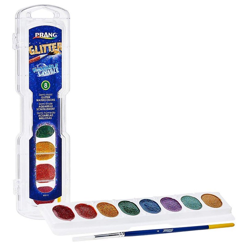 PRANG Washable Watercolor Paint Set, Assorted Glitter Colors, eight ...