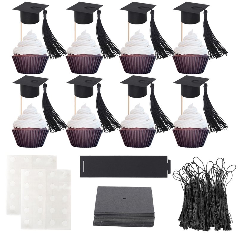 24 Pack 2025 Graduation Cap Cupcake Toppers with Tassel Class of 2025 ...