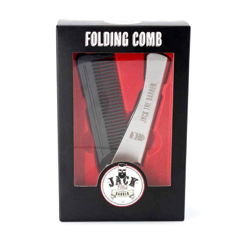JACK THE BARBER Folding Comb Stainless Steel Flick Comb for Hair, Black ...