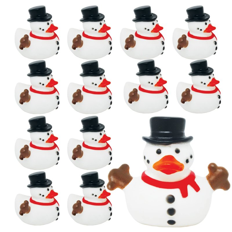 Snowman Rubber Duckies - 12 Pk Holiday Christmas Rubber Ducks - Rubber ...