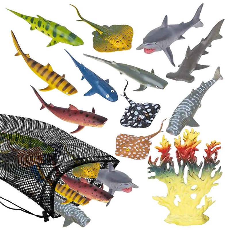 ArtCreativity Sharks & Rays in Mesh Bag, Pack of 12 Sea Creature ...