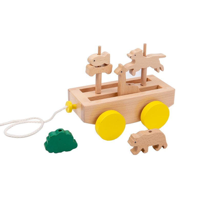 Adena Montessori Wooden Pull Long Trailer Toys - Wooden Pull Car ...