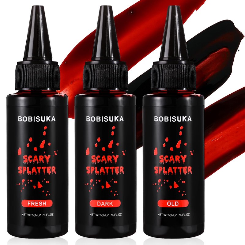 BOBISUKA 3PCS Halloween Fake Blood Makeup Kit, Fresh /Dark /Old Fake ...