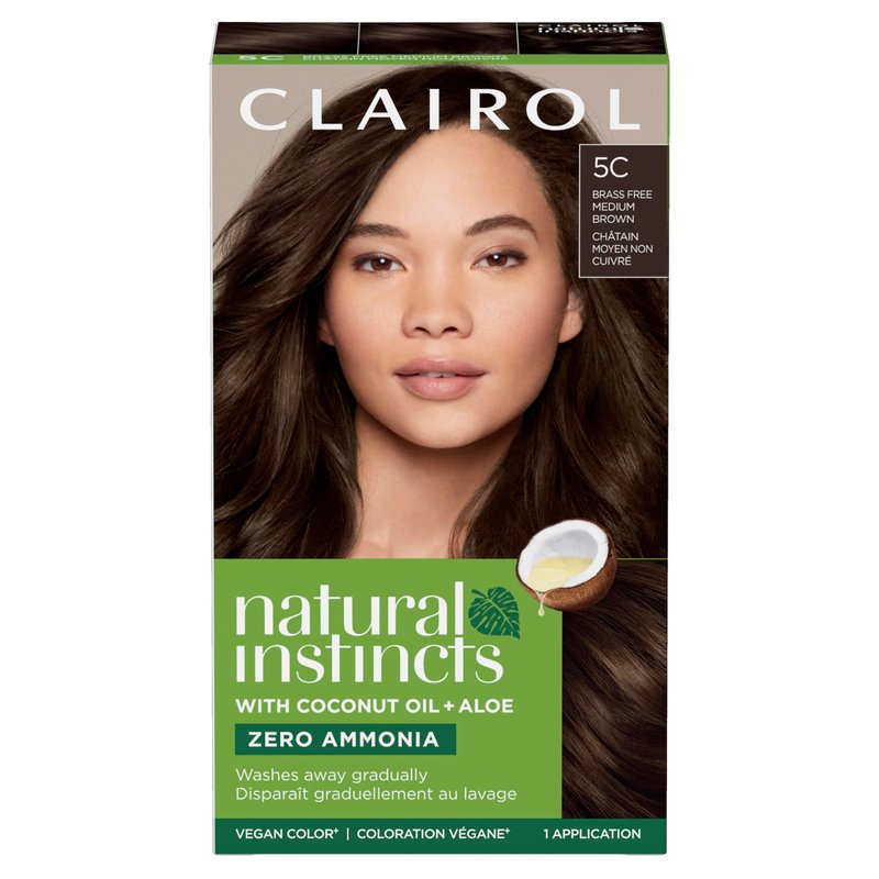Clairol Natural Instincts Demi-Permanent Hair Dye, 5C Brass Free Medium ...