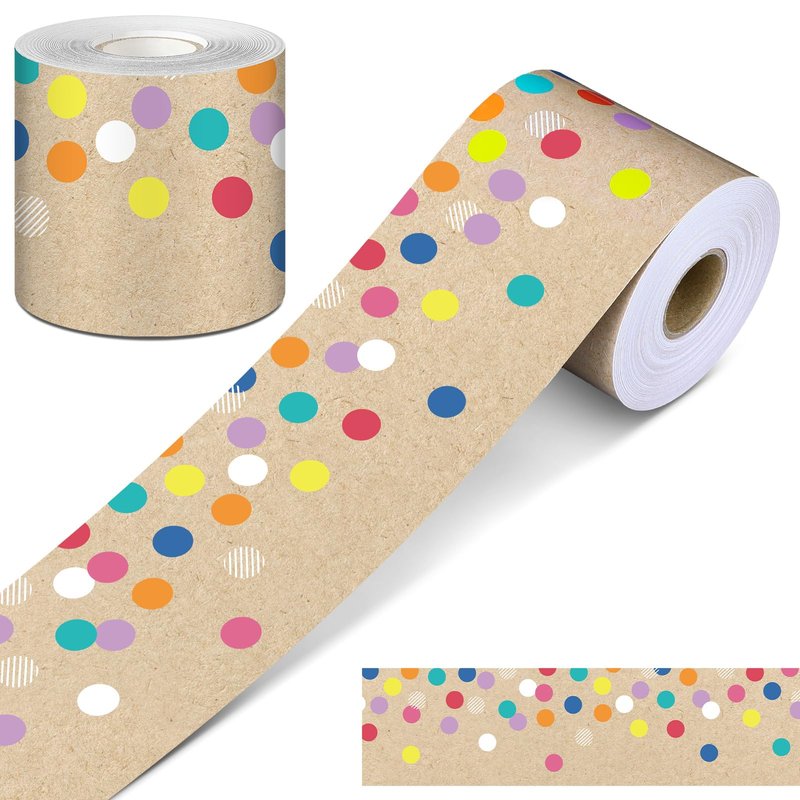 Fuutreo 65 ft Colorful Kraft Bubbles Bulletin Board Borders Polka Dots ...