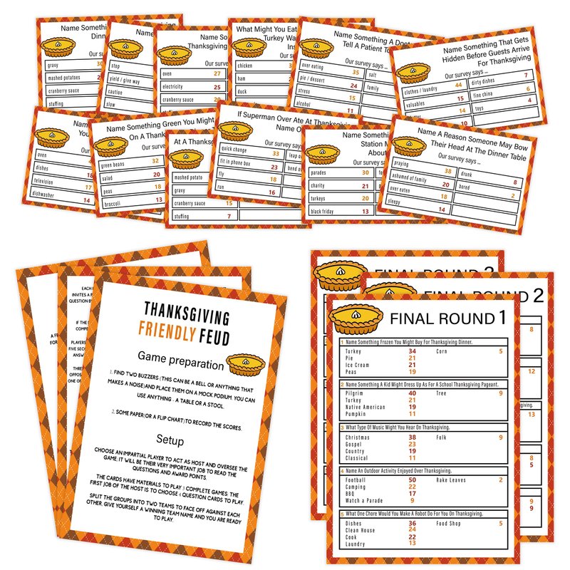 Thanksgiving Friendly Feud Game, Family Game Night, Thanksgiving Trivia ...