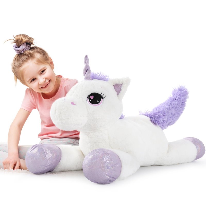 Tezituor 32in Giant Unicorn Plush Toys,Cute White Unicorn Stuffed ...