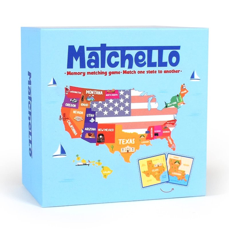 Matchello Memory Matching Game - Learn Geography for Kids – 50 States ...