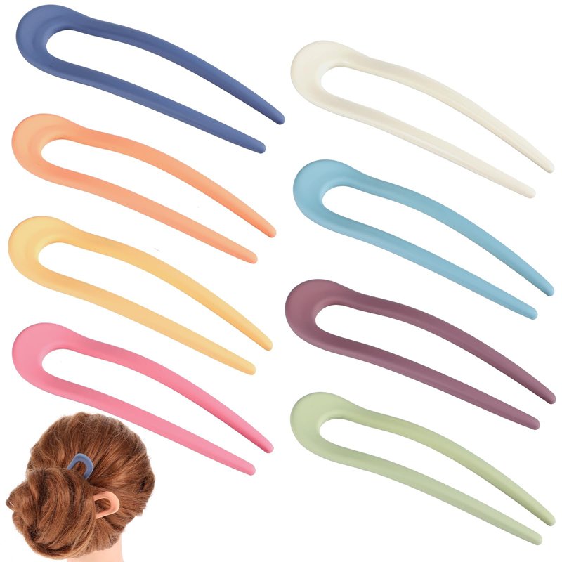 8 Pcs French Hair Pin U Shaped Hair Pins 4.5 Inch French Twist Hair Pin ...