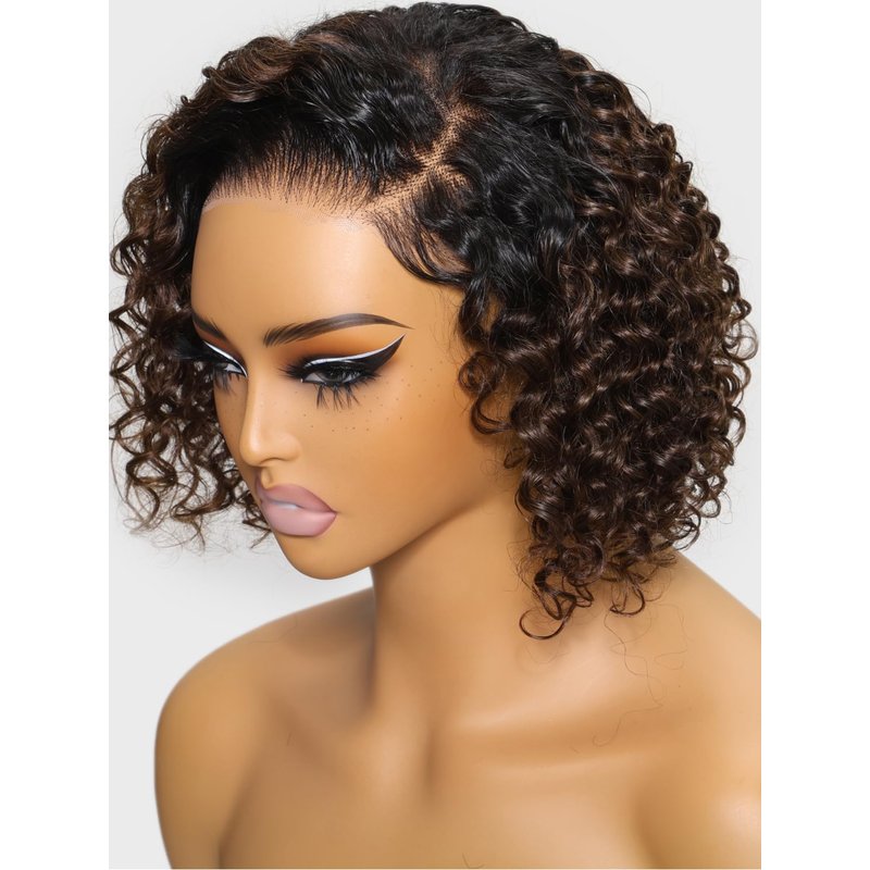 UNICE 12 inch Short Curly Bob Wig Human Hair Bye Bye Knots Glueless ...