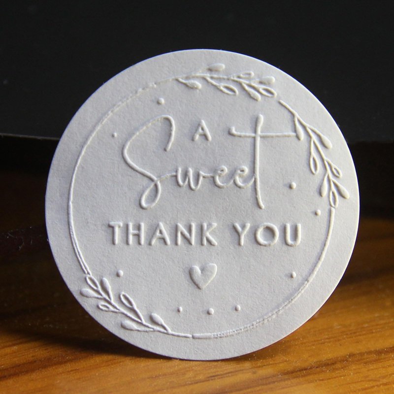 100x A Sweet Thank You Embossed Stickers Wedding Sticker Wedding Snack ...