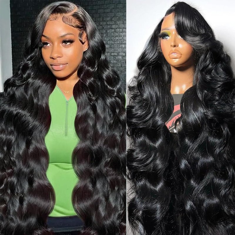GABRIELLE 28 Inch Body Wave Lace Frontal Human Hair Wigs 13x4 HD Lace ...