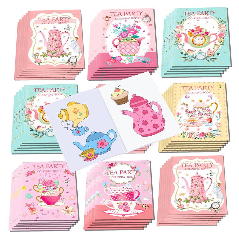 MOZUI 16 Pcs Tea Party Coloring Books Tea Party Party Favors Tea Party ...