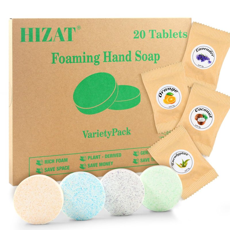 HIZAT Foaming Hand Soap Tablets, 20 Pack Bulk Variety Scent Foam Soap ...