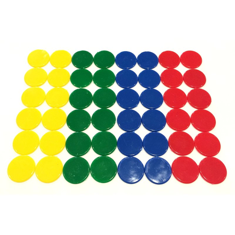 Plastic Counters (48): Blue, Red, Yellow, and Green Color Gaming Tokens ...