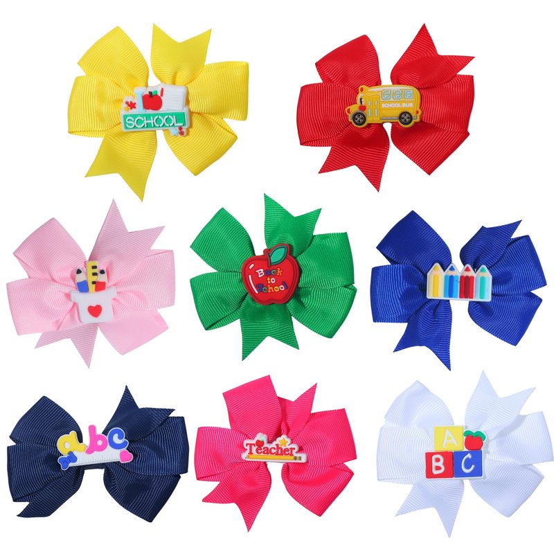 8Pcs Back to School Hair Clips Cute 8 Colors Bow Claw Clips Hair ...