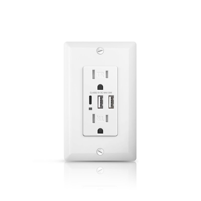 ALASTECH USB Outlet with 3 USB Ports, 30W 6Amp USB C Wall Outlets ...
