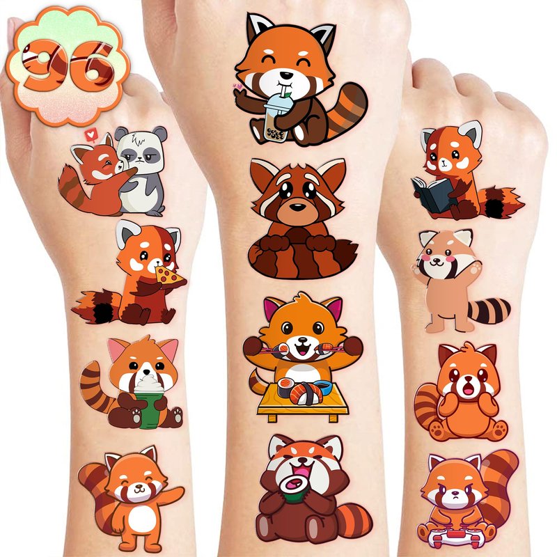Red Panda Temporary Tattoos Birthday Party Supplies Favors Decorations ...
