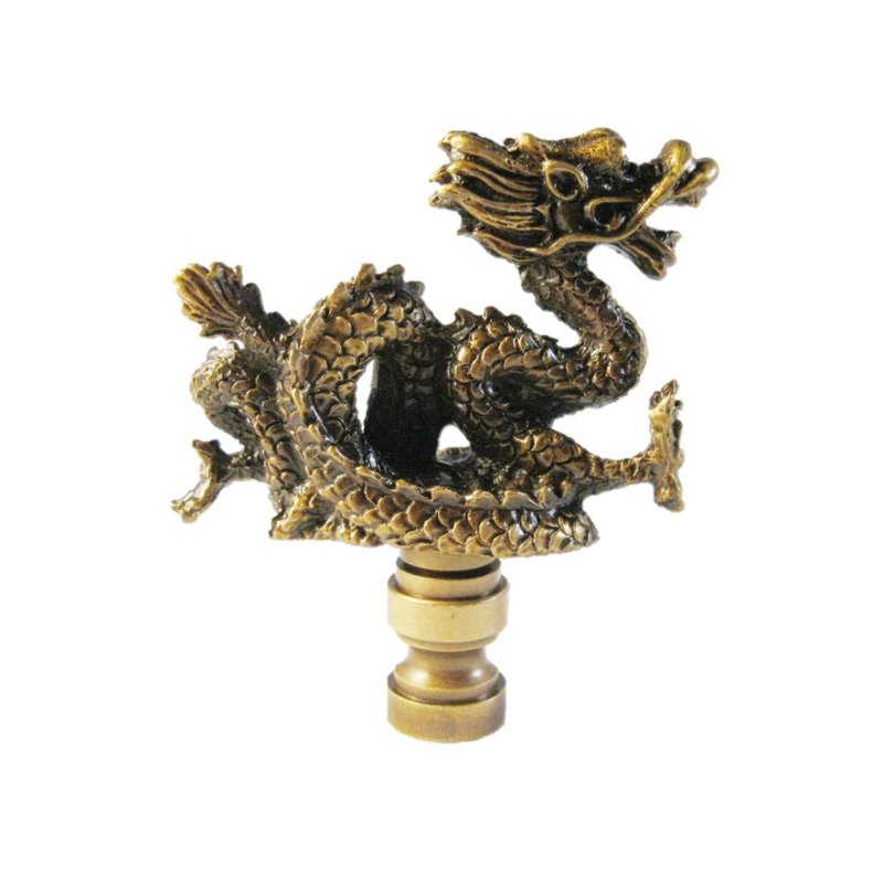 RWS METALS Lamp Finial-Dragon/Serpent-Aged Brass Finish, Highly ...