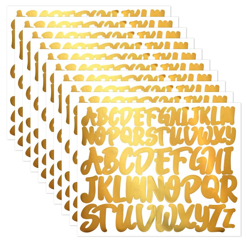 10 Sheets Gold Sticker Letters 1 Inch Vinyl Glitter Alphabet Number ...
