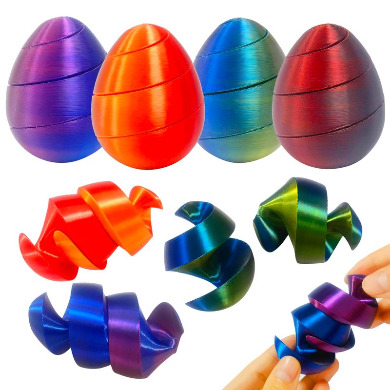 4 Pcs 3D Printed Spiral Egg Fidget Toy Pass Through Stress Relief Desk ...