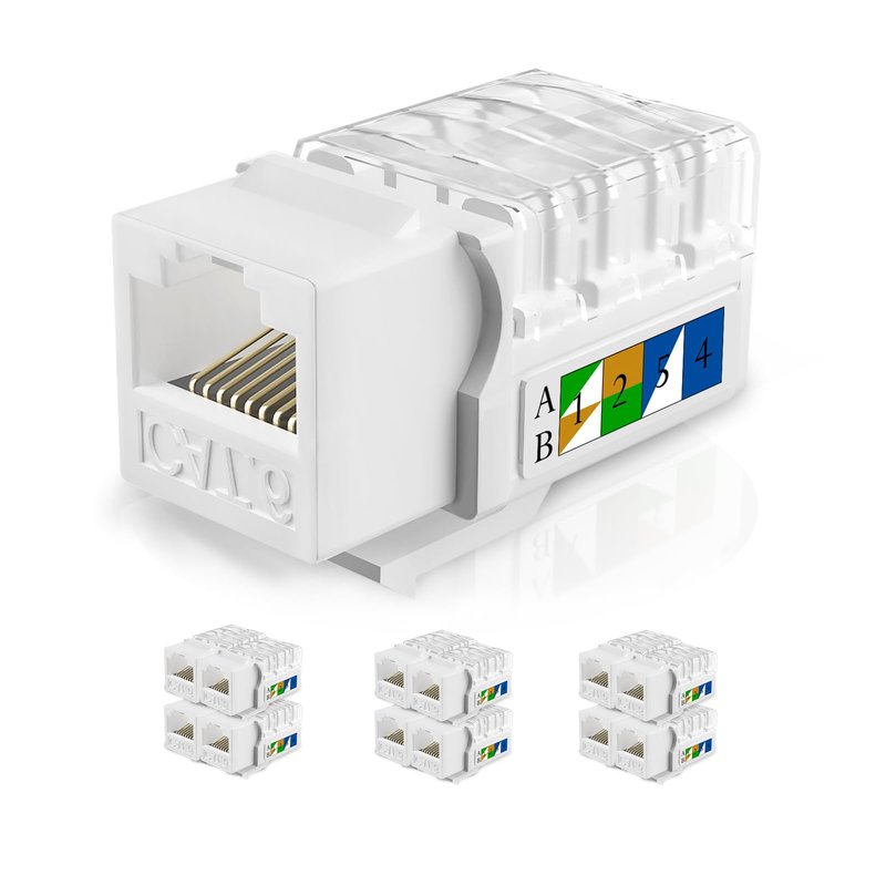 Awishwell Cat6 Keystone Jacks 12-Pack, RJ45 Keystone Jack 90 Degree ...