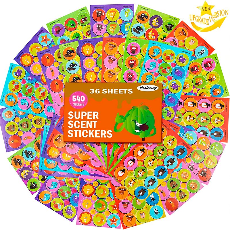 HORIECHALY Scratch and Sniff Stickers for Kids, 36 Sheets Scented ...