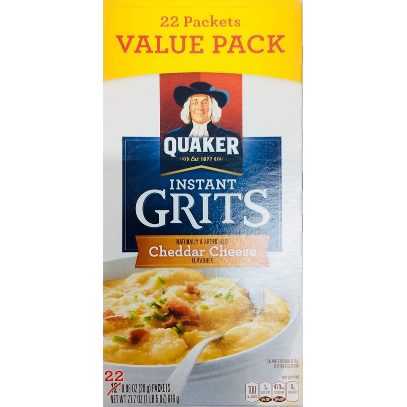 Quaker Instant Grits Cheddar Cheese Flavored Value Size 22 Packets ...