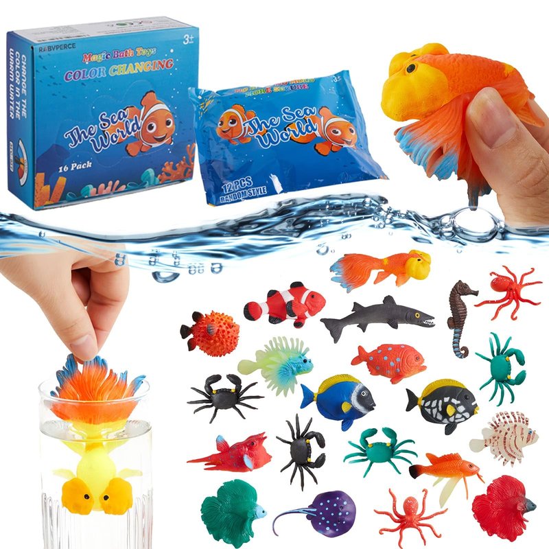 Color Changing Water Table Toys, Mold Free Bath Toys, Squishy Mini Fish ...