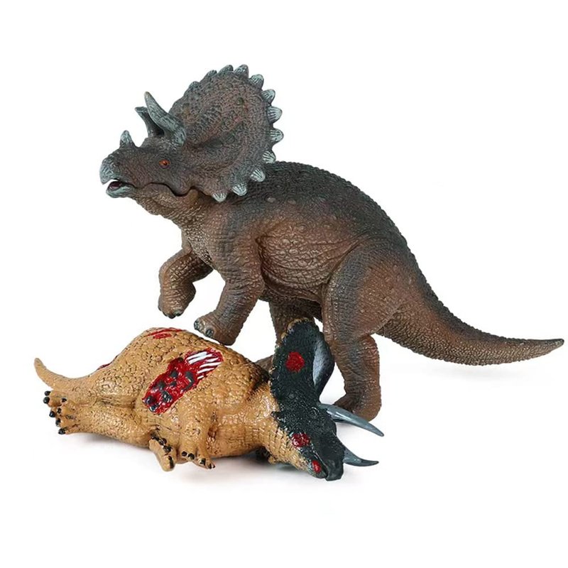 EOIVSH Plastic Dinosaur Toys Set, Battle-Damaged Triceratops Figure ...
