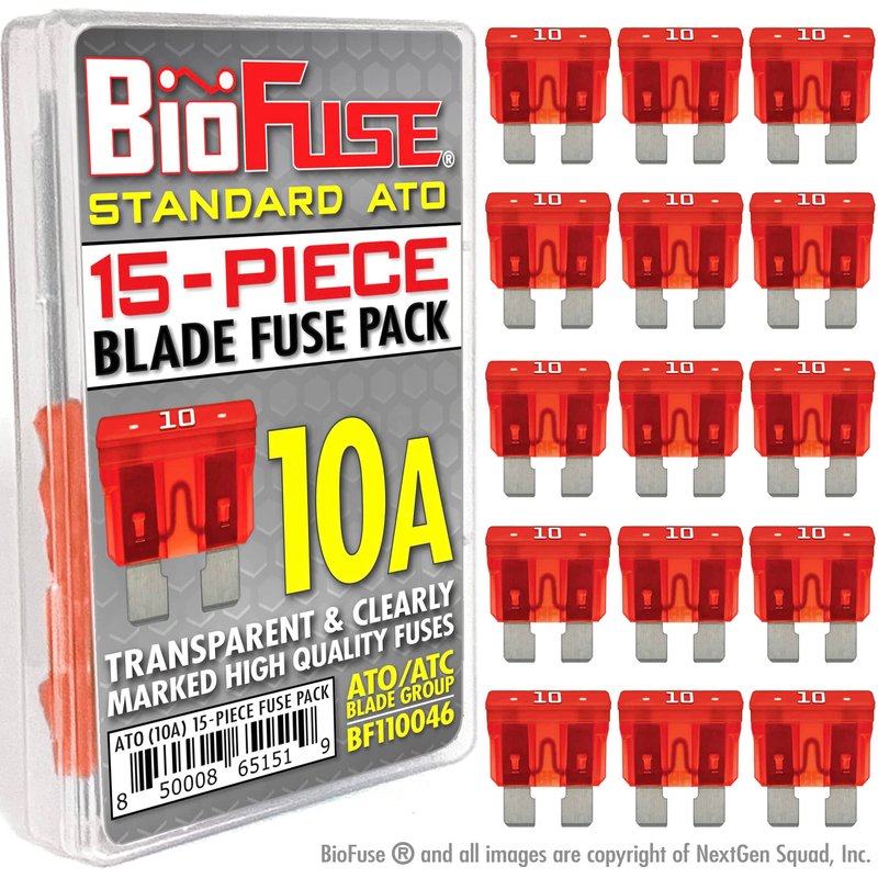 BioFuse Standard ATO 10A Fuse Set (15 Regular Fuses) Blade Group: ATO ...