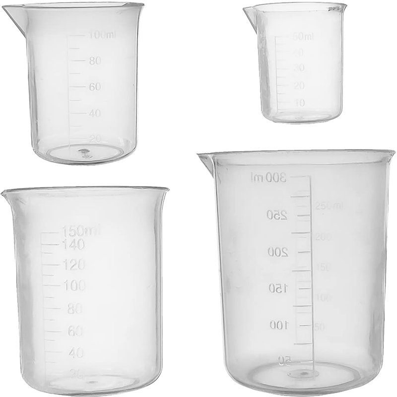 Plastic Graduated Beakers Transparent Lab Measuring Cup 50ml / 100ml ...