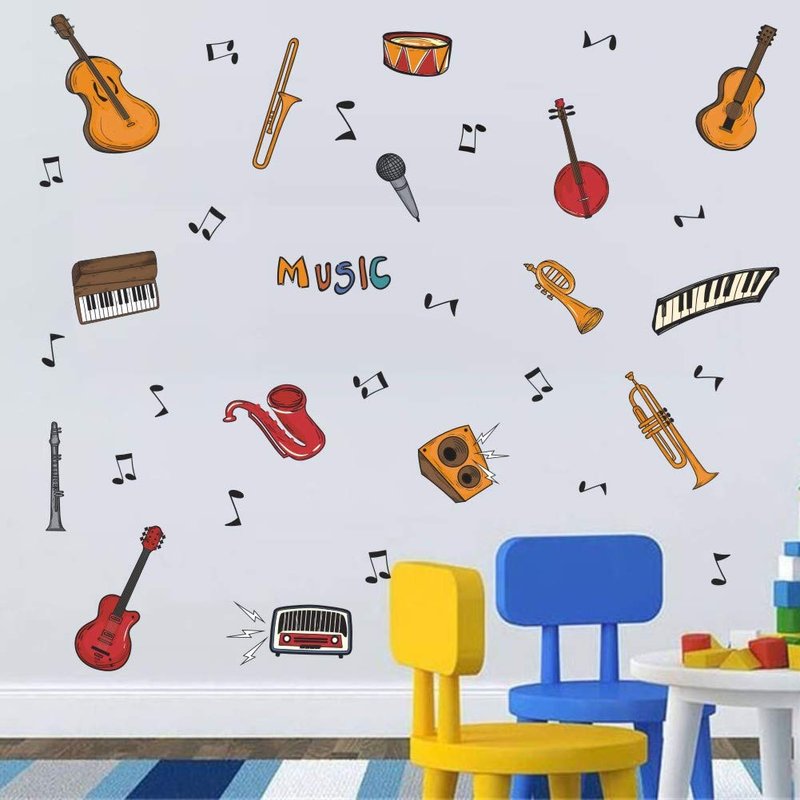 TOARTi Colorful Music Wall Decal (34pcs), Attractive Musical Instrument ...