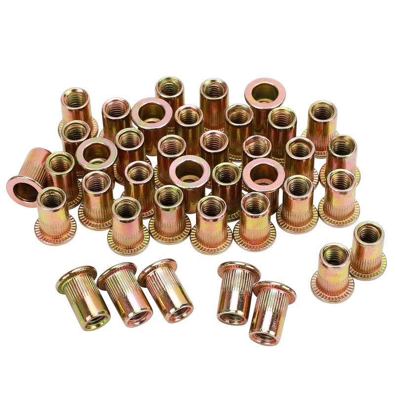 PRECIHW 100pcs M6 Rivet Nuts, M6 Flat Head Rivnut Threaded Insert Nuts ...