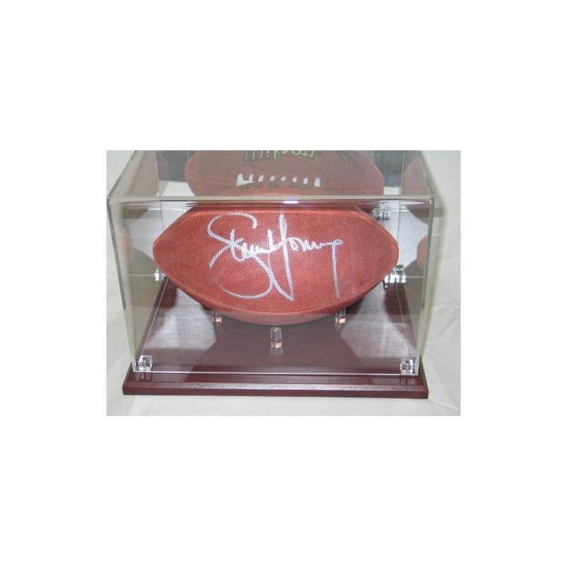 Deluxe Acrylic Full Size Football Display Case with Cherry Wood Base ...