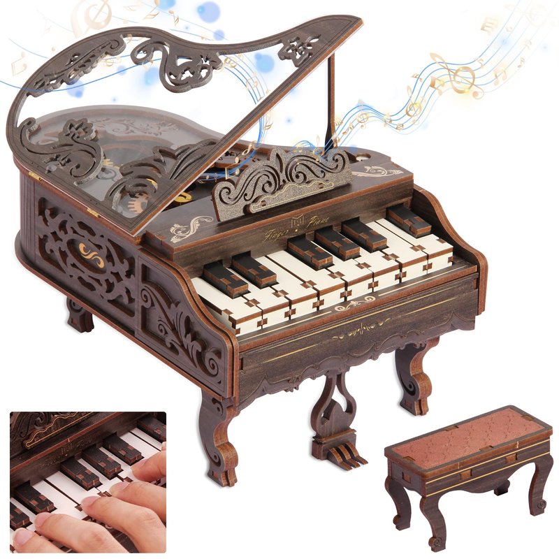 3D Wooden Puzzle for Adults, Playable Piano Model, Wooden Vintage Grand ...